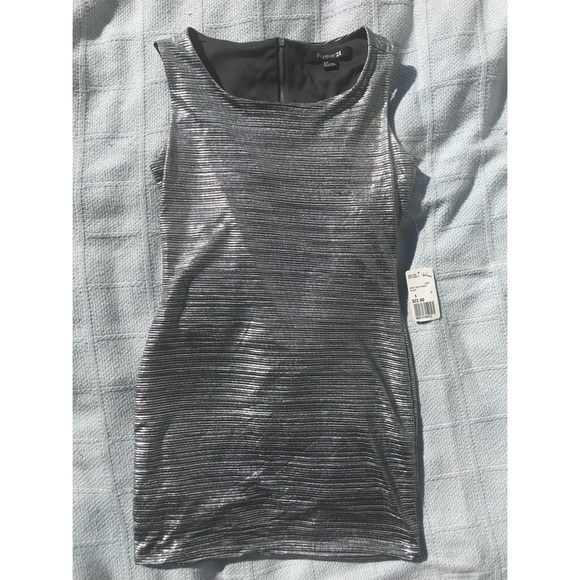 Forever 21 | Dresses | Nwt Metallic Silver Mini Dress With Zipper Back ...
